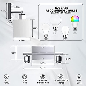 Bathroom Vanity Light Fixture Over Mirror with Brushed Nickel,Dekang Modern 2-Light Wall Sconces Lighting for Bedroom,Living Room,Hallway,Decor White Glass Shades,E26 Standard Base,Bulbs Not Included