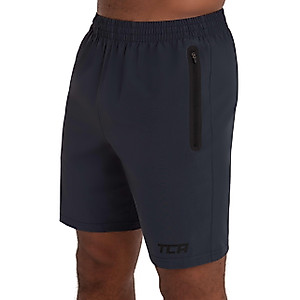 TCA Elite Tech Gym Shorts Men Athletic Shorts Workout Running Shorts for Men with Zip Pockets - Smoke Gray, Medium