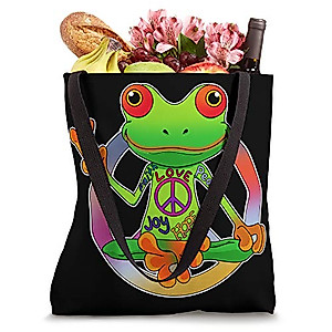Hippie Frog Peace Sign Yoga Frogs Hippies 70s Tote Bag