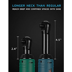 S-LONG Extended Cordless Ratchet Wrench Set, 3/8" 400 RPM 12V Power Electric Ratchet Driver with 12 Sockets, Two 2000mAh Lithium-Ion Batteries and 60-Min Fast Charge