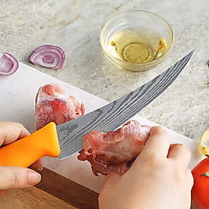 2PCS Curved Boning Knife, OHOLA 6 inch Deboning Knife, Premium Stainless Steel Fillet Knife with Ergonomic PP Hanlde, Great for Meat, Fish, Poultry, Cutting, Trimming, Dishwasher Safe