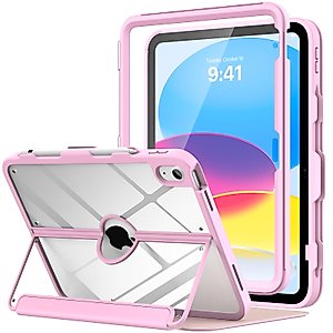 MoKo for iPad 11-inch (A16) 11th Generation Case 2025/ iPad 10th Generation Case with Pencil Holder 2022 10.9 inch, Built-in Screen Protector Clear Back, Multi Angle Viewing Stand, Nosegay