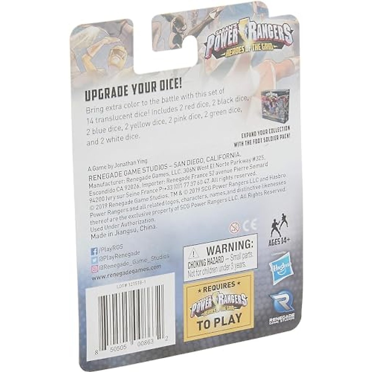 Renegade Game Studios Power Rangers: Heroes of The Grid Ranger Dice Set, 14 Translucent Dice, Ages 14+