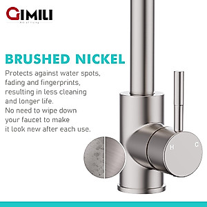 GIMILI Bar Sink Faucet, Brushed Nickel Bar Faucet Single Hole, Modern Prep Wet Small Faucet for Kitchen Farmhouse RV Camper Outdoor Utility Bathroom