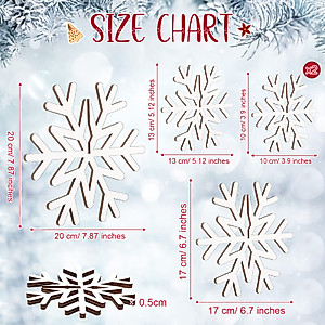 Tuanse Winter Wooden Snowflake Decorations 3D Snowflake Tabletop Decor Farmhouse Standing Table Sign Snowflake Centerpiece for Winter Party Porch Wall Fireplace Tray, White(5 Pieces)