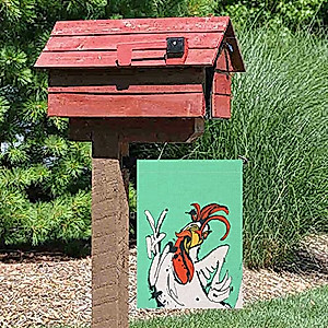 Uanvaha cock Small Garden Flag for Outside cartoon Funny chicken showing victory sign and winking rooster akimbo Burlap Welcome Yard Flags Outdoor Farmhouse Home Decor 12.5X18 Inch