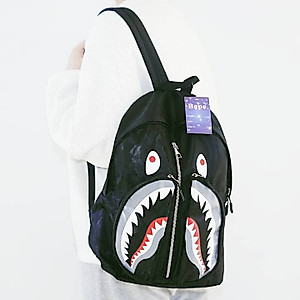 FJyuanqi School & Travel Backpack Laptop Backpack for Boys & Girls with Adjustable Strap Casual Daypack Hiking Bag 15 Inch - (Black Shark)