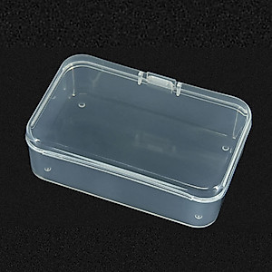 Wotermly 18 Pcs Small Plastic Case Small Mini Rectangle Clear Plastic Beads Storage Containers Box with Hinged Lid for Storage of Tiny Items (Size C 18 Pcs)