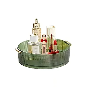 Makeup Perfume Organizer,360 Rotating Lazy Susan Skincare Organizers and Storage for Vanity,Cosmetics Display Dresser Organizer Perfume Tray with Handle,Turntable Spice Rack with Perfume Atomizer