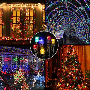 Flacchi Multi-Color Christmas Lights, 66 ft 200 LED Battery Operated String Lights Waterproof 8 Modes & Auto Timer Mini Lights for Xmas Decorations, Home, Party, Holiday Decor Outdoor Indoor