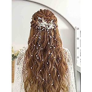 CASDRE Butterflies Bride Wedding Hair Vine Silver Pearl Bridal Headband Rhinestone Headpiece Hair Accessories for Women and Girls