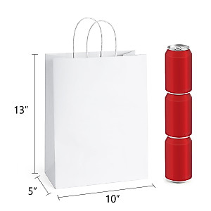 BagDream Gift Bags 10x5x13 25Pcs White Paper Bags Gift Bags with Handles Bulk Shopping Bags, Merchandise Bags, Retail Bags, Party Favor Bags, 100% Recyclable Paper Bags Sacks
