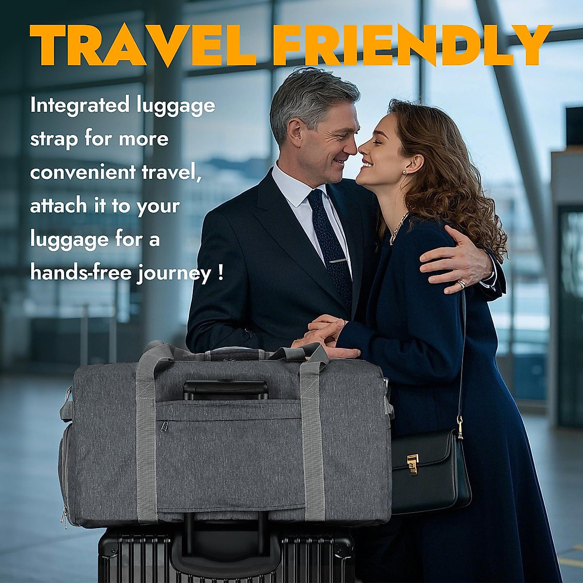 Canway 65L Travel Duffel Bag, Foldable Weekender Bag with Shoes Compartment for Men Women Water-proof & Tear Resistant