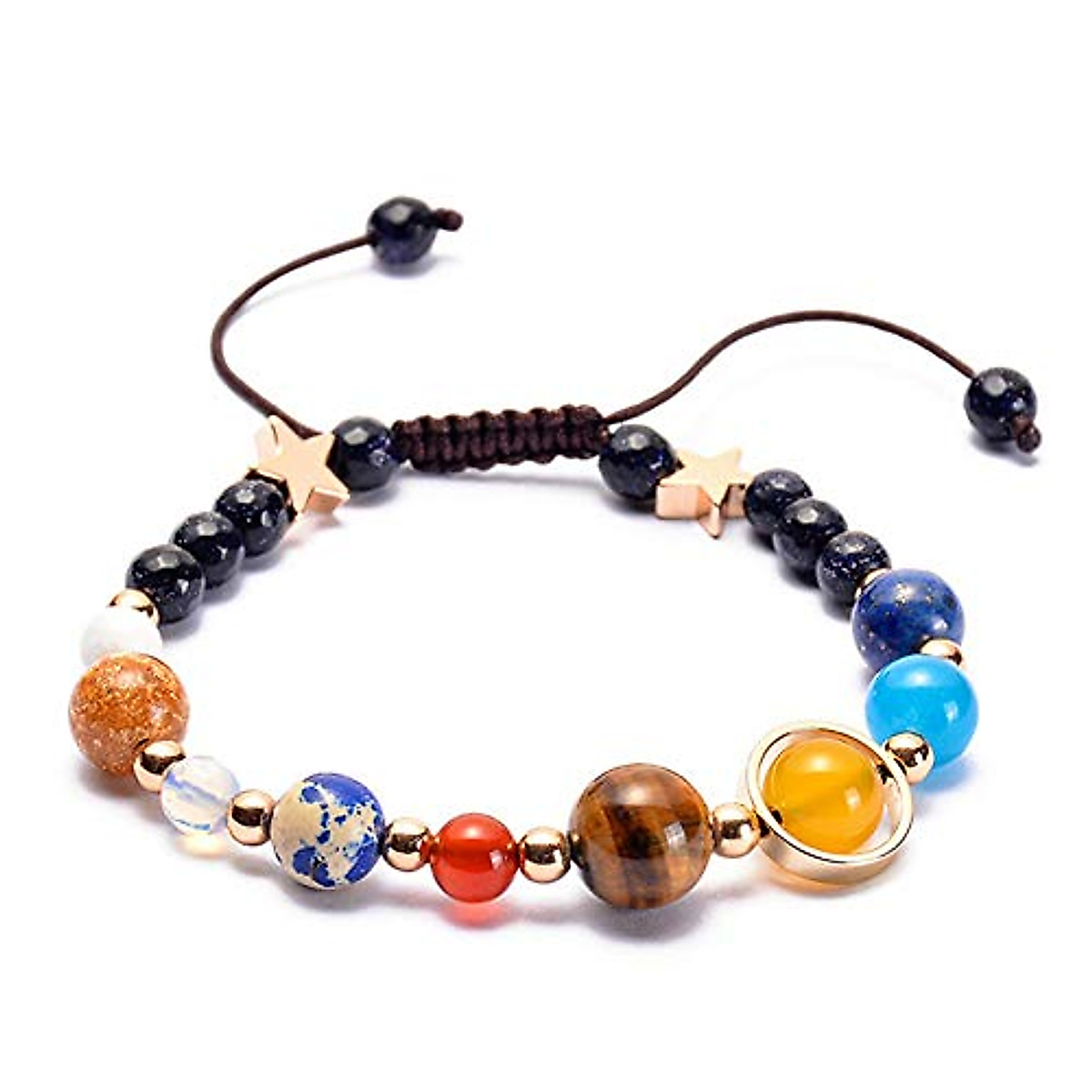 Solar System Bracelet the Eight Planets Guardian Star Earth Space Universe Galaxy Gemstone Beads Bracelet