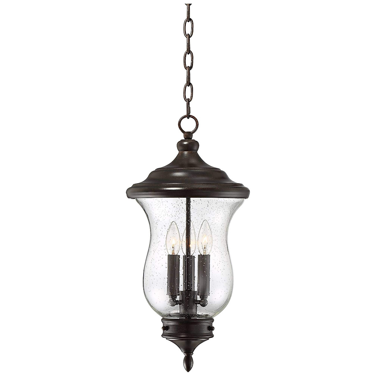 Carriage Country Outdoor Ceiling Light Hanging LED Dimmable Bronze 22" Clear Seedy Glass Decor Exterior House Porch Patio Outside Deck Garage Front Door Garden Home Roof Gazebo - Franklin Iron Works