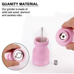 uxcell Salt and Grinder 4.5 Inch Wooden Mills Shakers with Adjustable Coarseness for Seasoning Meal Prep Cooking Dining Pink