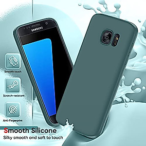 LeYi for Galaxy S7 Case, Samsung S7 Phone Case with 2 Pack Tempered Glass Screen Protector for Women Men, Liquid Silicone Slim Silky-Soft Gel Rubber Phone Case Cover for Samsung Galaxy S7, Green