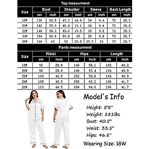 SWOMOG Plus Size Silk Pjs for Women Satin Pajamas Bridal Pajama Set V-Neck Classic Pj Set for Pajama Party 2 Piece Loungewear 24W White