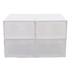 Foldable Shoe Box, 20/24Pcs Stackable Plastic Clear Shoe Storage Box,Storage Bins Shoe Container Home Organizer Rack Stack (24Pcs)