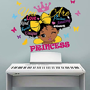 Black Girl Wall Decals for Girls Bedroom Religious Butterfly Wall Art Sticker Inspirational Quotes You are Beautiful Nursery Wall Sticker for Kid Room Bedroom Playroom Living Room Home Decor.