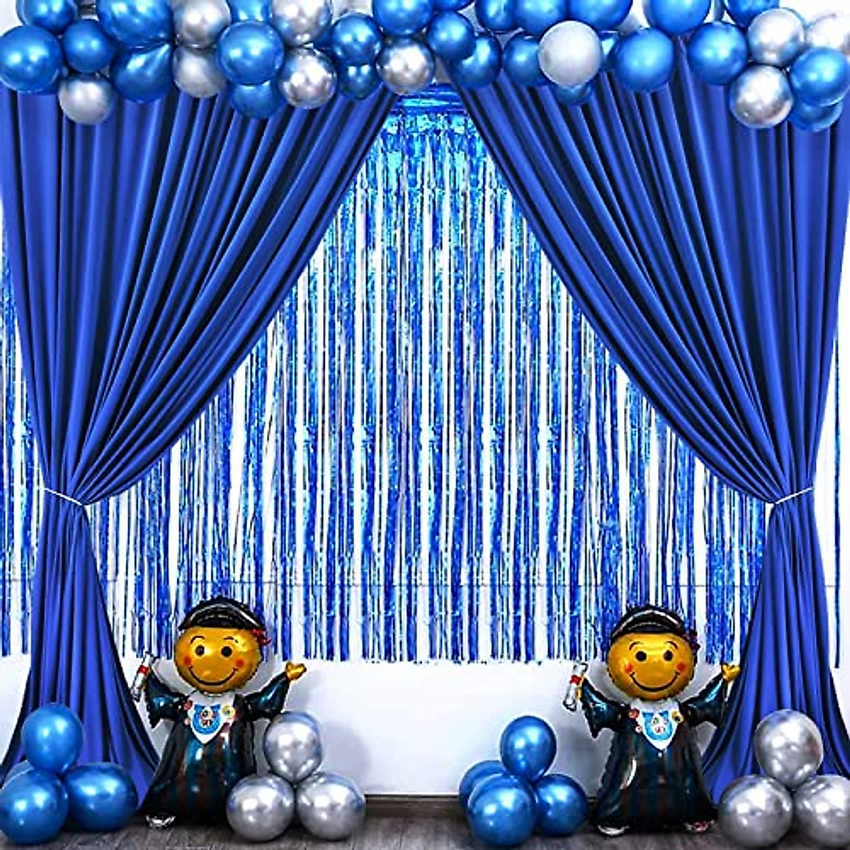 10x10 Royal Blue Backdrop Curtain for Parties Wrinkle Free Blue Photo Curtains Backdrop Drapes Fabric Decoration for Wedding Birthday Party Baby Shower 5ft x 10ft,2 Panels