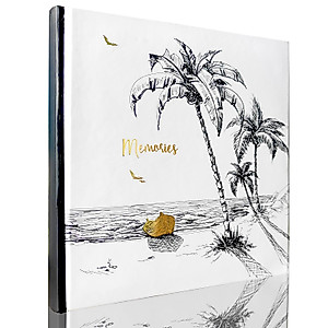 Holoary Photo Album 4x6 160 Photos Two Pictures Per Page, Memo Writing Area for Each Pocket, 160 Pockets 4”x6”, Printed Book Cover Travel Design Natural Beach Memories