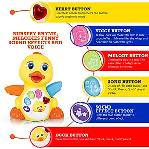 CifToys Light Up Duck Toy, Musical Baby Toys, Walking Flapping Dancing Duck Toys for 3 2 1 Year Old Gifts, Toddler Toys- Dancing, Singing, Electronic Duck Toy with Lights and Adjustable Sound