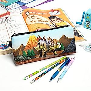 HSYA Pencil Case, Big Capacity Pencil Bag Pen Case with Zipper Lightweight & Spacious Pencil Pouch for Adults School Teen Girl Boy (Stegosaurus) (P18)