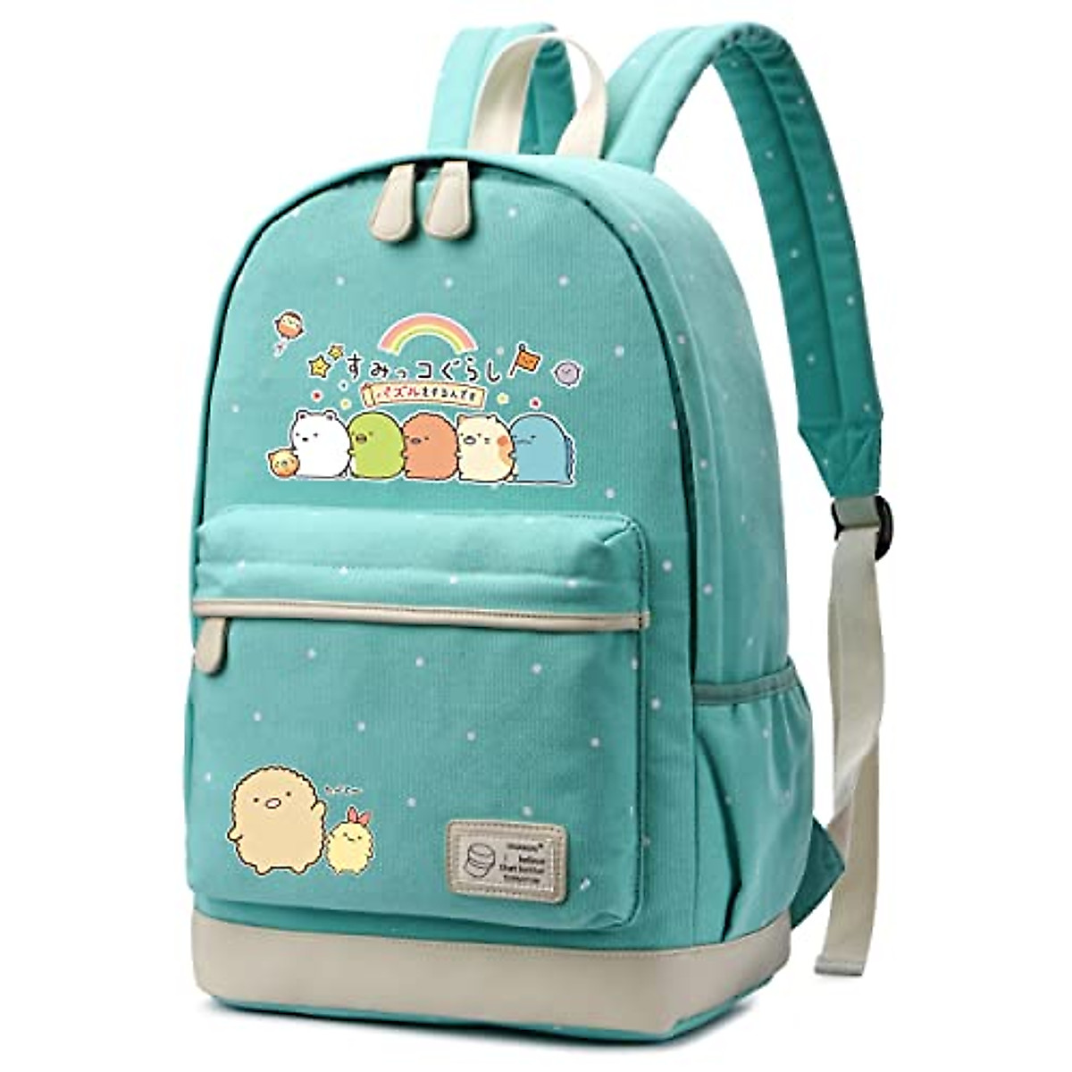 Roffatide Anime Sumikko Gurashi Game White Bear Tonkatsu Print Casual Backpack Green Canvs Schoolbag
