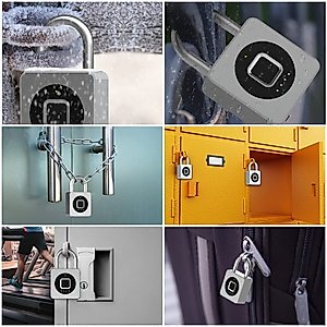 eLinkSmart Gym Locker Padlock - Fingerprint Mobile APP Unlock Remote Unlock: Waterproof Keyless Biometric Padlock for Gym Locker Field Box Footlocker Tool Box Gun Case Type-C Silver