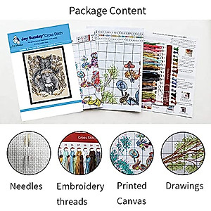 Joy Sunday 11CT Stamped Cross Stitch Kits Cross-Stitch DIY Hand Needlework Kit Needlepoint Kits for Adults King of Foxes 26cmx39cm
