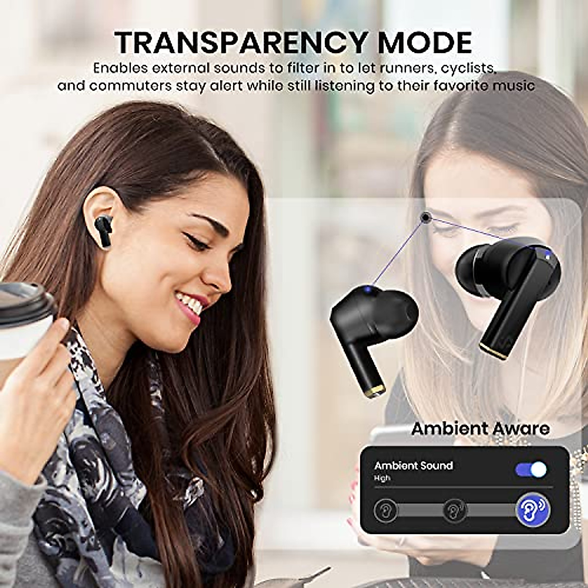 dyplay True Wireless Earbuds with Mic,Active Noise Cancelling Bluetooth 5.0 in-Ear Headphones with Premium Stereo Sound,Touch Control and Wireless Charge,Type C 10min Fast Charge 2H Playtime