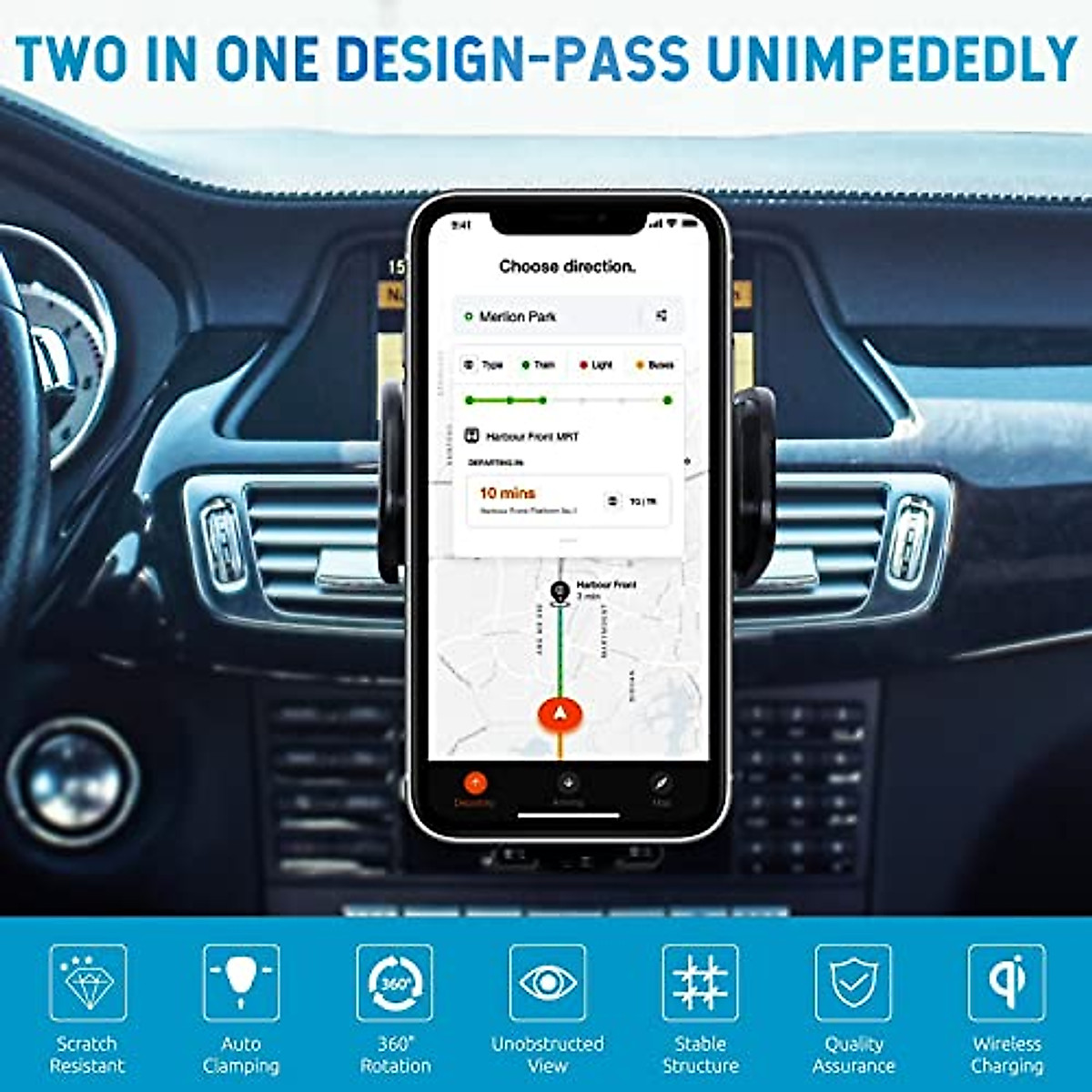 Wireless Car Charger, 15W Fast Charging Auto Clamping Car Charger Phone Mount Phone Holder, 360° Car Phone Holder Stand, Car Phone Holder Mount for All Phone