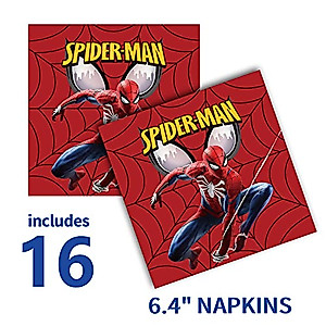 Spiderman Party Supplies for Kids Birthday, Disposable Tableware for 16 Guests, Include 7” Plates,9” Plates, 9 oz Cups, Table Cover, Napkins