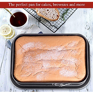 Kenond Large Springform Cake Pan, 14 x 11-Inch Rectangle Cheesecake Pan, Tiramisu Bakeware with 50Pcs Wax Paper, 3Pcs Spatula Set, Non-Stick Baking Pan Mold Leakproof