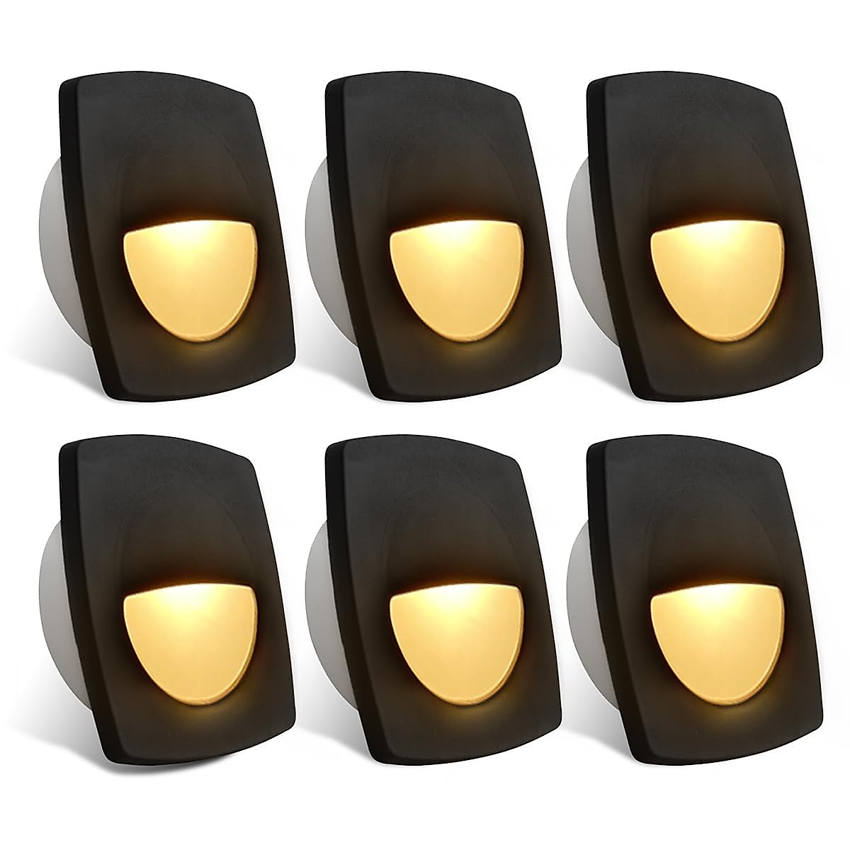 Dream lighting 12 Volt Black Waterproof LED Courtesy/Deck/Landscape Lighting Fixture for RV, Marine, Boat, Recessed Mount 0.15 Watt, IP65 Warm White Pack of 6