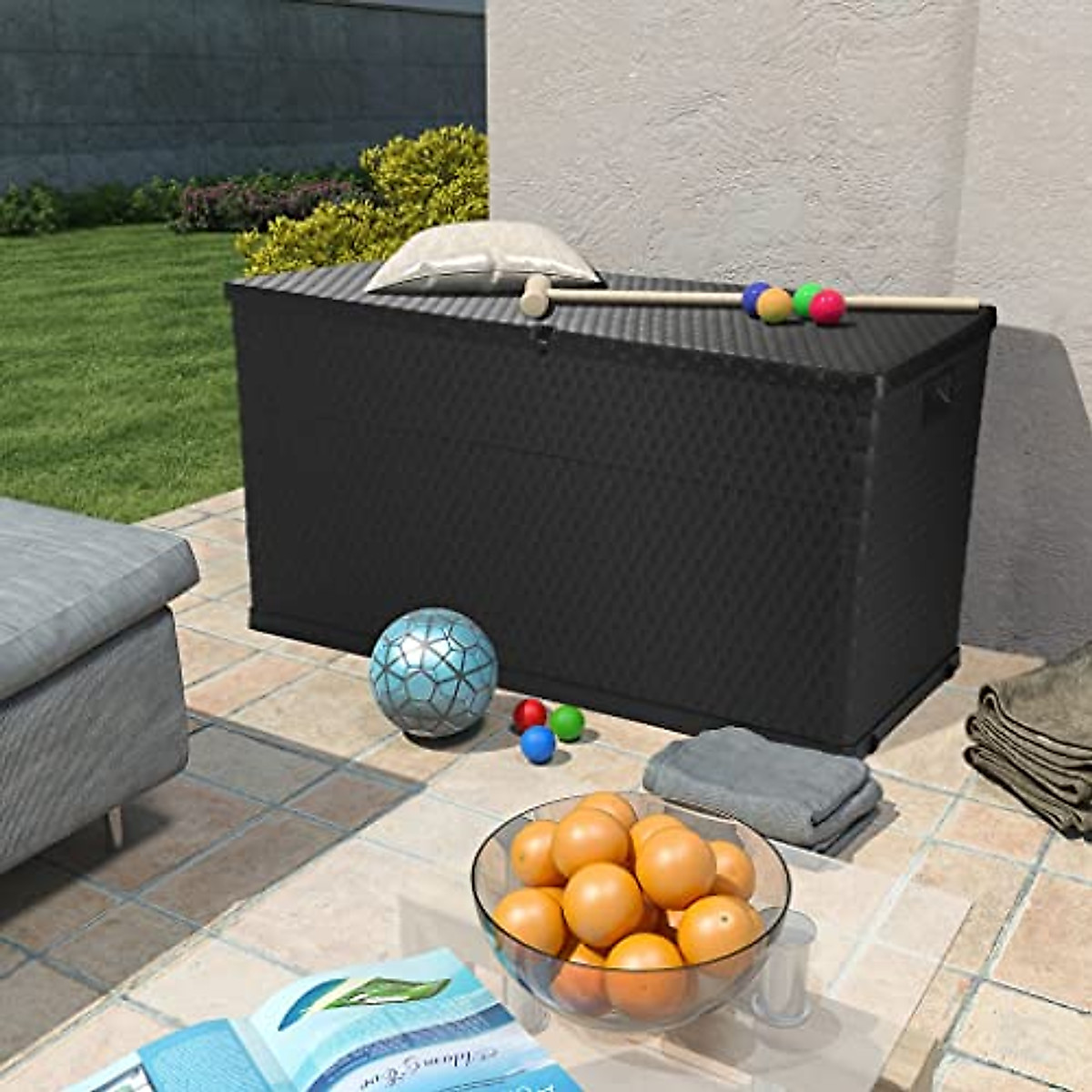 loibinfen Patio Storage Box Anthracite 47.2"x22"x24.8" PP Rattan Patio Garden Outdoor Storage Container for Toys, Furniture Deck box (Weight:24.47 lbs)