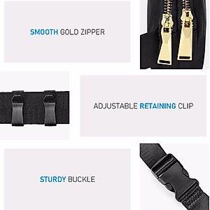 ZORFIN Fanny Packs for Women, Fashion Belt Bag with Two Main Pockets, Crossbody Bays for Travel Workout Outdoor Cycling Hiking (Black)