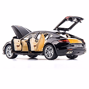 BDTCTK 1/24 Palamera Model Car Toy, Zinc Alloy Pull Back Toy car with Sound and Light for Kids Boy Girl Gift (Black)