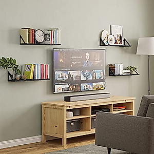 Wallniture Minori Black Floating Shelves for Living Room Decor, 24"x6" Wall Bookshelves, Wall Shelves for Kitchen, Bathroom Storage Set of 4