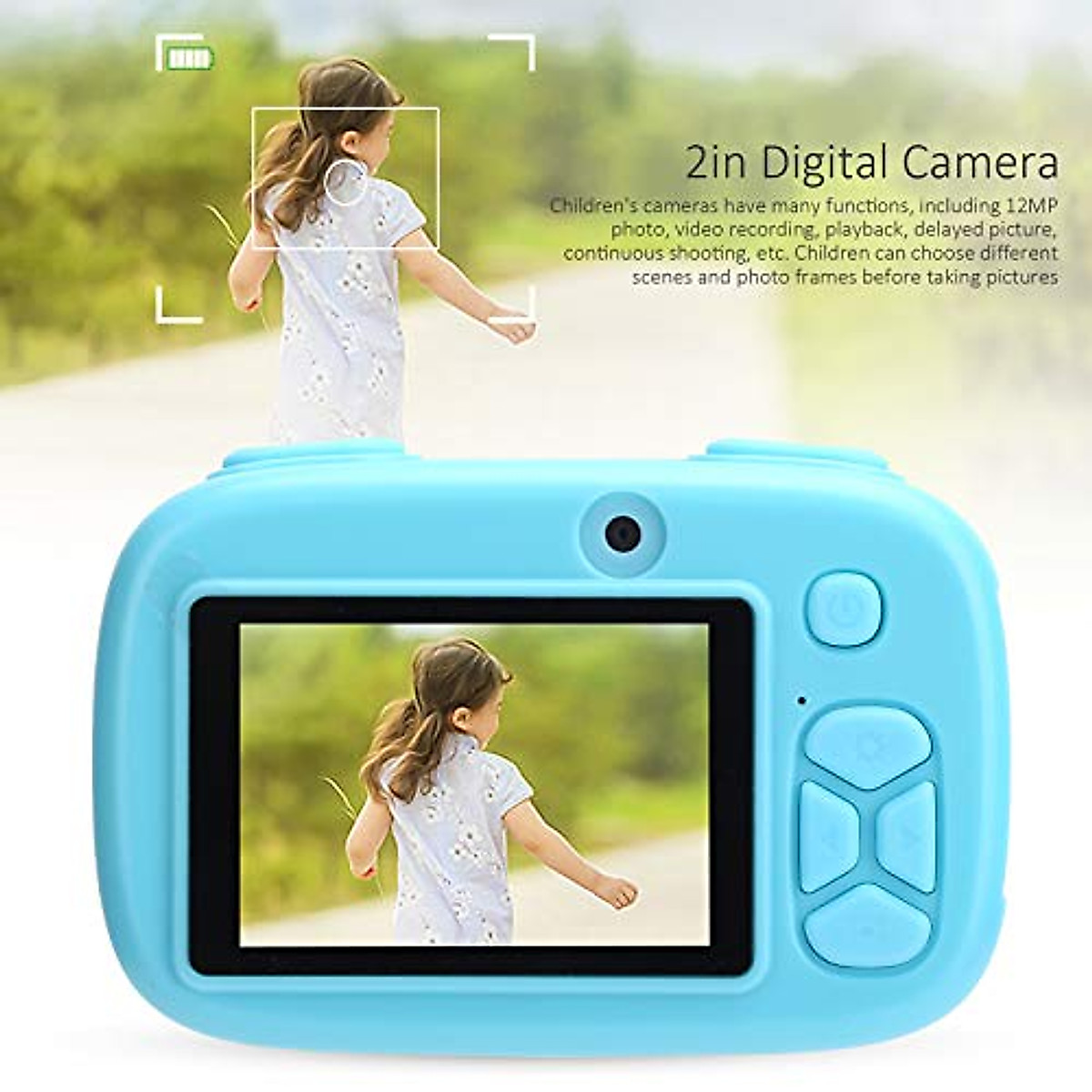 KIKYO Kids Video Camera HD 1080P Digital Camera Children's Toy Camera with Lanyard Builtin 600mAh Rechargeable Battery(Blue)
