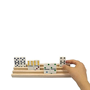 Yuanhe Wooden Domino Racks Set of 8, Domino Trays Holders Organizer for Classic Board Games, Dominoes Accessories