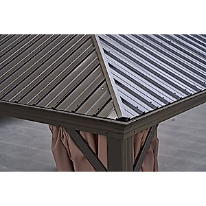 DHPM 12 x 12 FT Outdoor Patic Canopy Gazebo, Roof Iron Gazebo with Steel Canopy, Outdoor Waterproof Patio Gazebo with Curtains and Netting for Gardens, Patio, Party Canopy