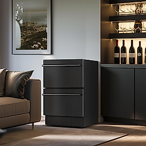 Tylza Under Counter Drawer Fridge 24 Inch, Built-in/Freestanding Beverage Refrigerator for Home and Commercial Use, Stainless Steel Material, Fast Cooling, Low Noise, Black