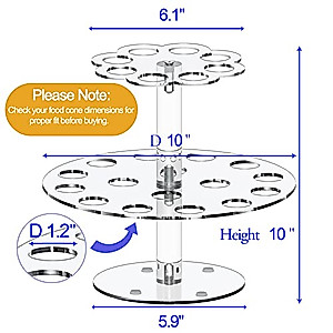 Ice Cream Cone Holder 2-Tier, 24-Cavity Round Clear Acrylic Waffle Cone Display Stand Baby Showers Birthday Parties Weddings Anniversaries Christmas Halloween Candy Decorative