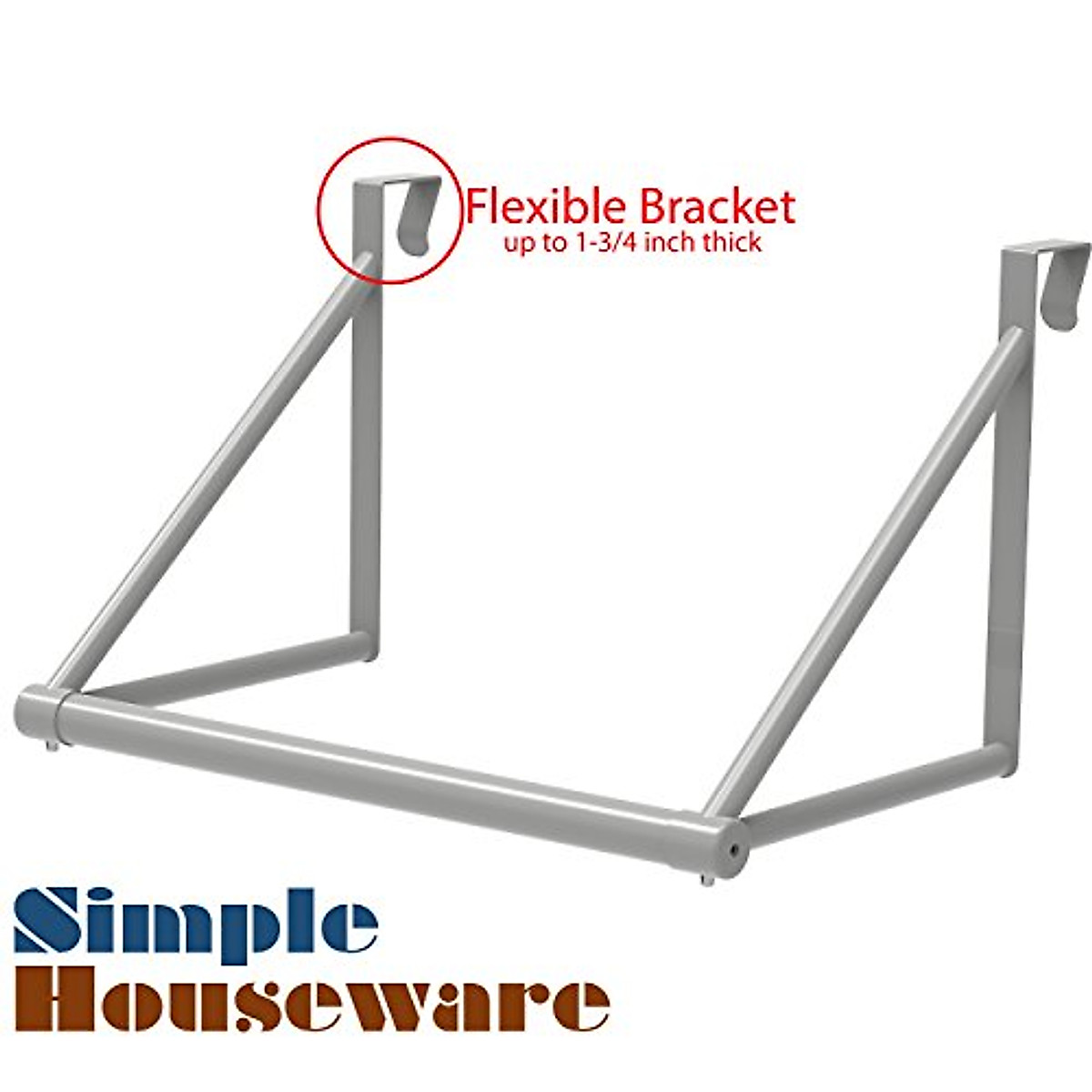 Simple Houseware Over the Door Clothes Hanging Rod, Silver