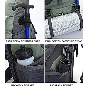 Bseash 50L Water Resistant Hiking Backpack, Lightweight Outdoor Sport Daypack Travel Bag for Camping Climbing Touring (Army Green - with shoe compartment)