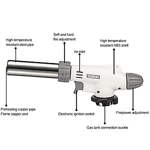ANPTGHT Butane Torch Kitchen Blow Lighter Master Torch with Safety Lock and Adjustable Flame, for Desserts Creme Brulee BBQ and Baking (Butane Gas Not Included)