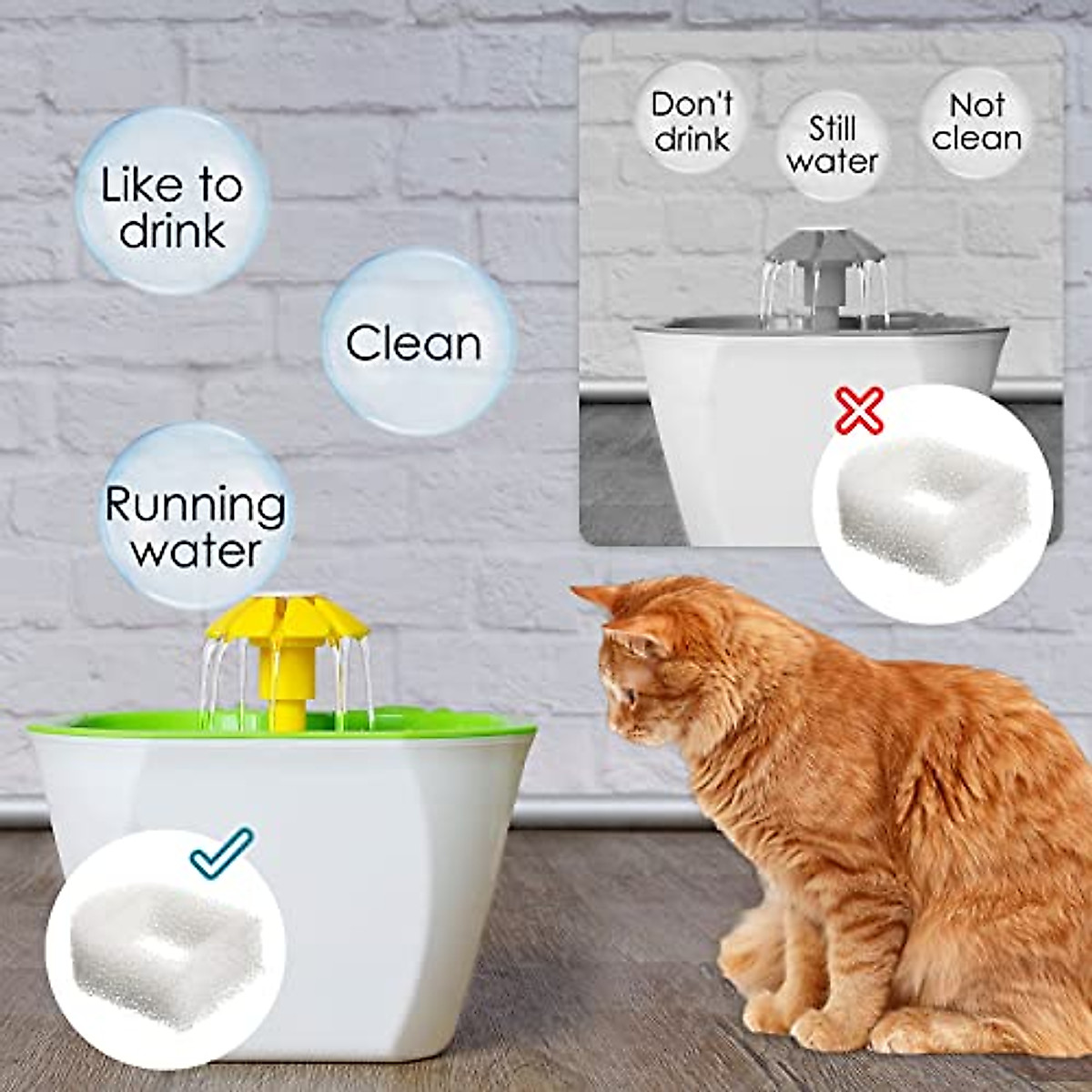 50 Pieces Pet Fountain Filter Cat Replacement Foam Filters Replacement Fits for Pet Fountain Filters Multiple Pet Fountain Foam Filters Cat and Dog Fountain Foam Filters