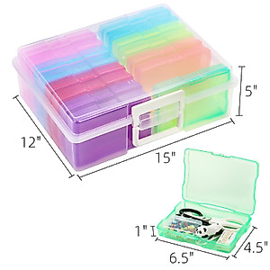 Goaste 4" x 6" Photo Cases and Clear Craft Keeper, 16 Inner Cases Plastic Storage Container Box, Extra Large Transparent Picture Organizer Boxes for Art Supplies, Stickers, Stamps, Seeds, Scrapbooking